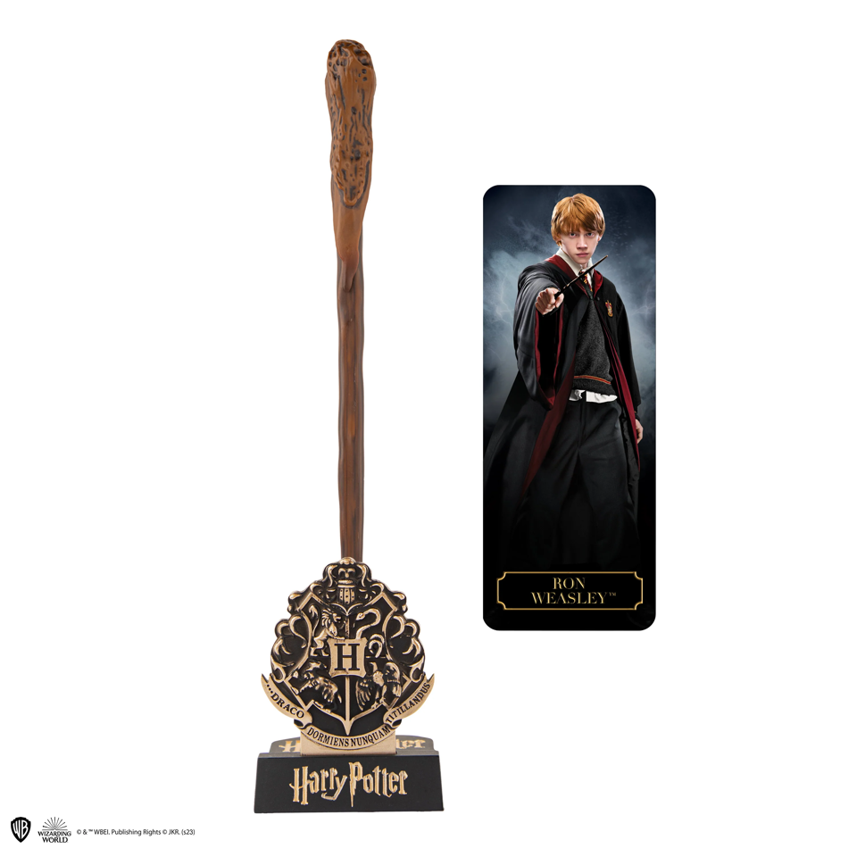 Cinereplicas Harry Potter Ron Weasley Deluxe Wand Pen with Stand & Boo ...