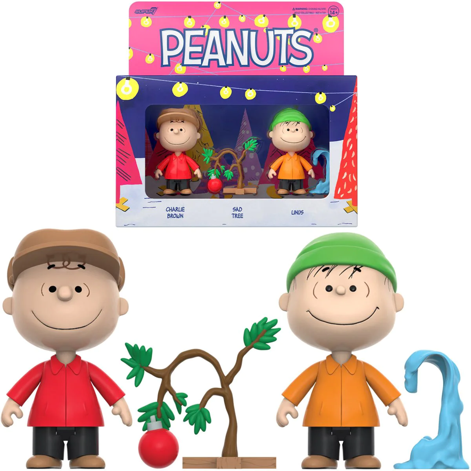 Peanuts Charlie Brown with Sad Christmas Tree and Linus ReAction Figur ...