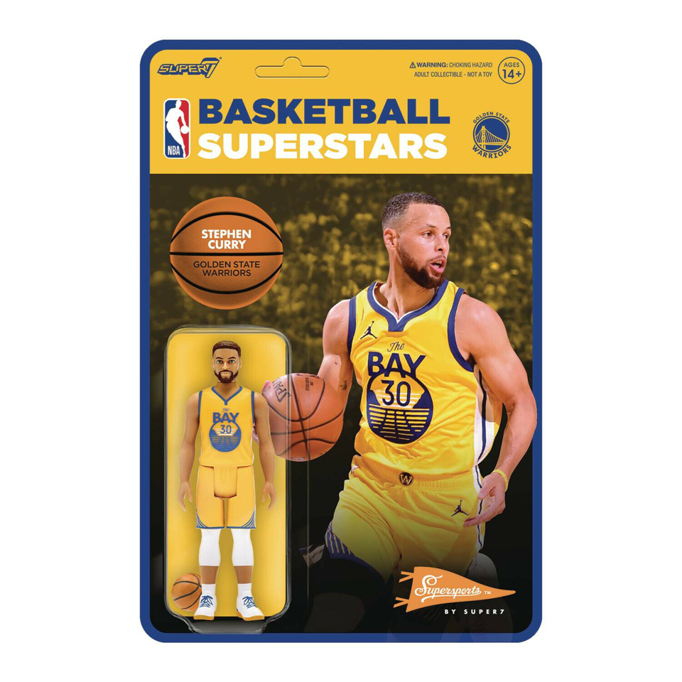 Super7 NBA Steph Curry Warriors Supersports Wave 3 Reaction Figure ...